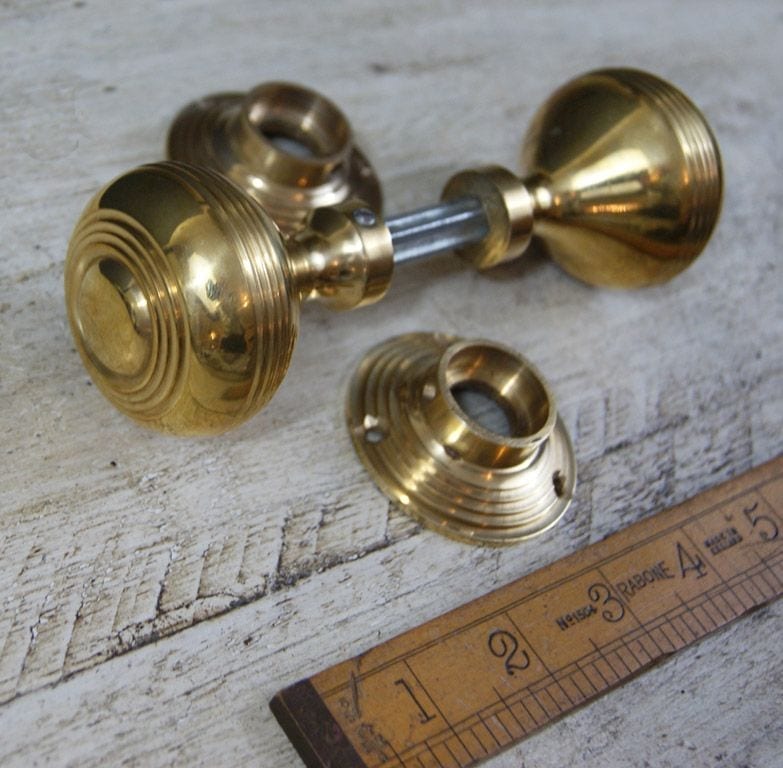 Door Knob Partial Circular Rings Solid Brass 50mm – Cottingham Collection