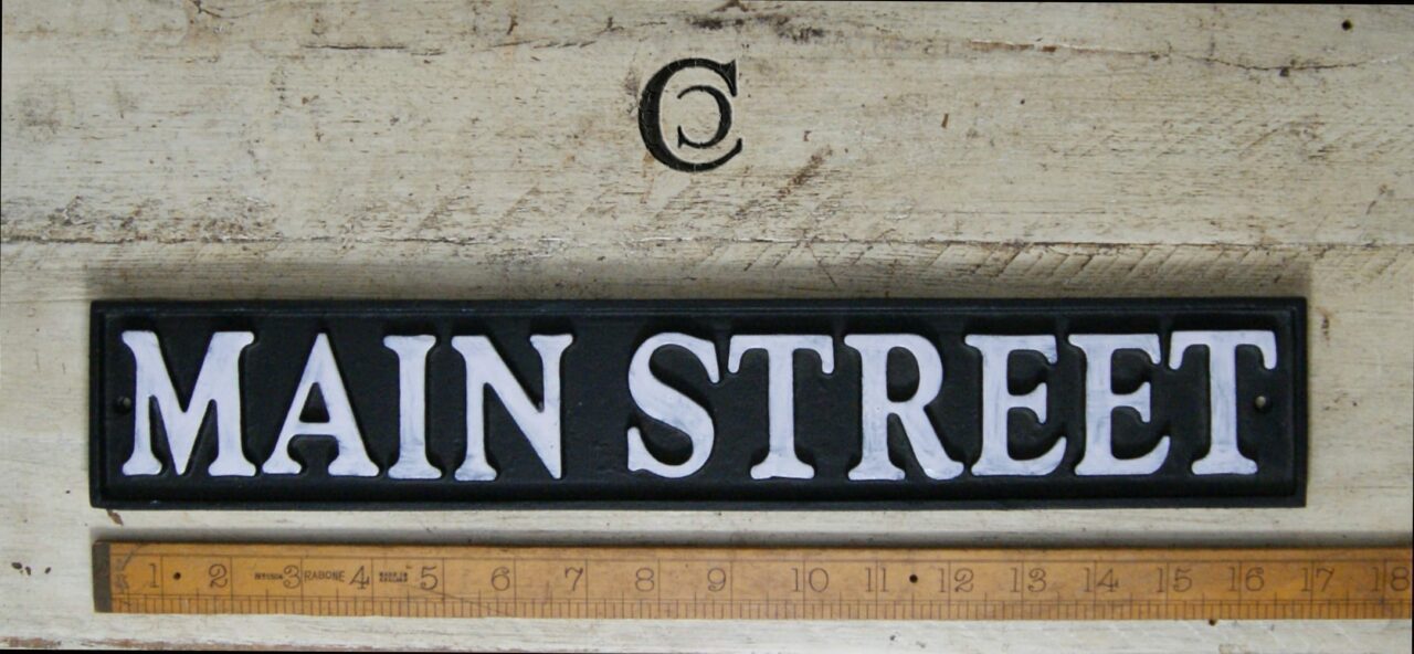 Wall Sign Plaque MAIN STREET Black White 4" x 16" – Cottingham Collection