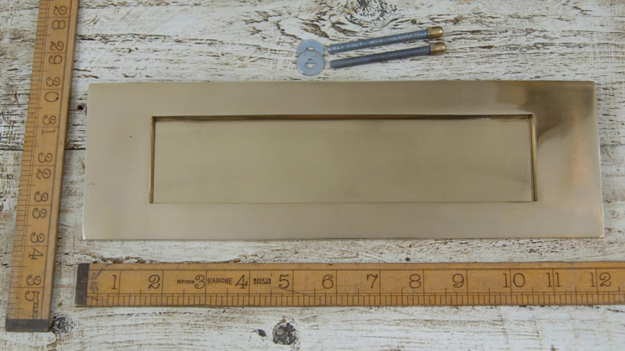 Letter Box Plate Cast Solid Brass 100mm x 300mm – Cottingham Collection