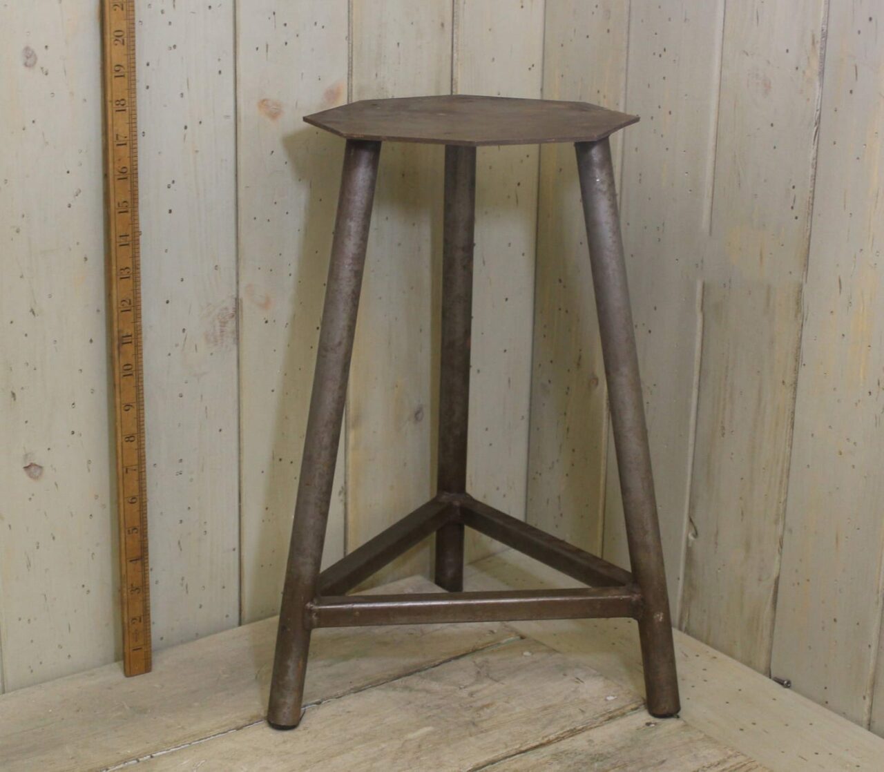 Stool Triangular Design Antique Steel 450mm High – Cottingham Collection