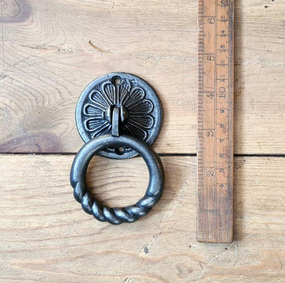 Drop Ring Pull Handle Heavy Duty Antique Cast Iron 60mm Diameter x 100 ...