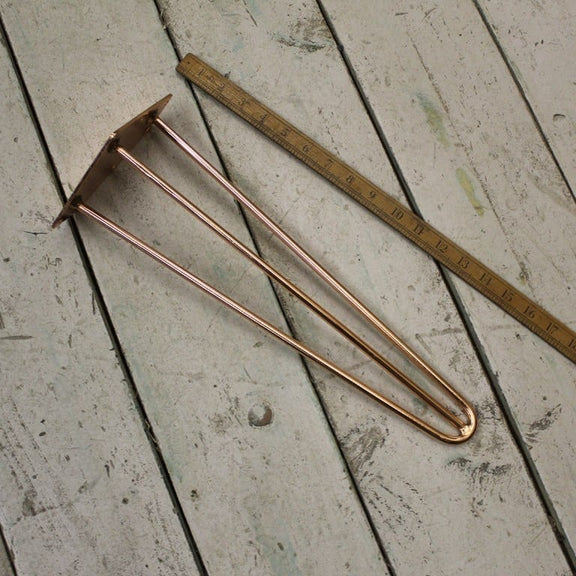 Hairpin Leg 3 Prong Polished Copper 400mm – Cottingham Collection